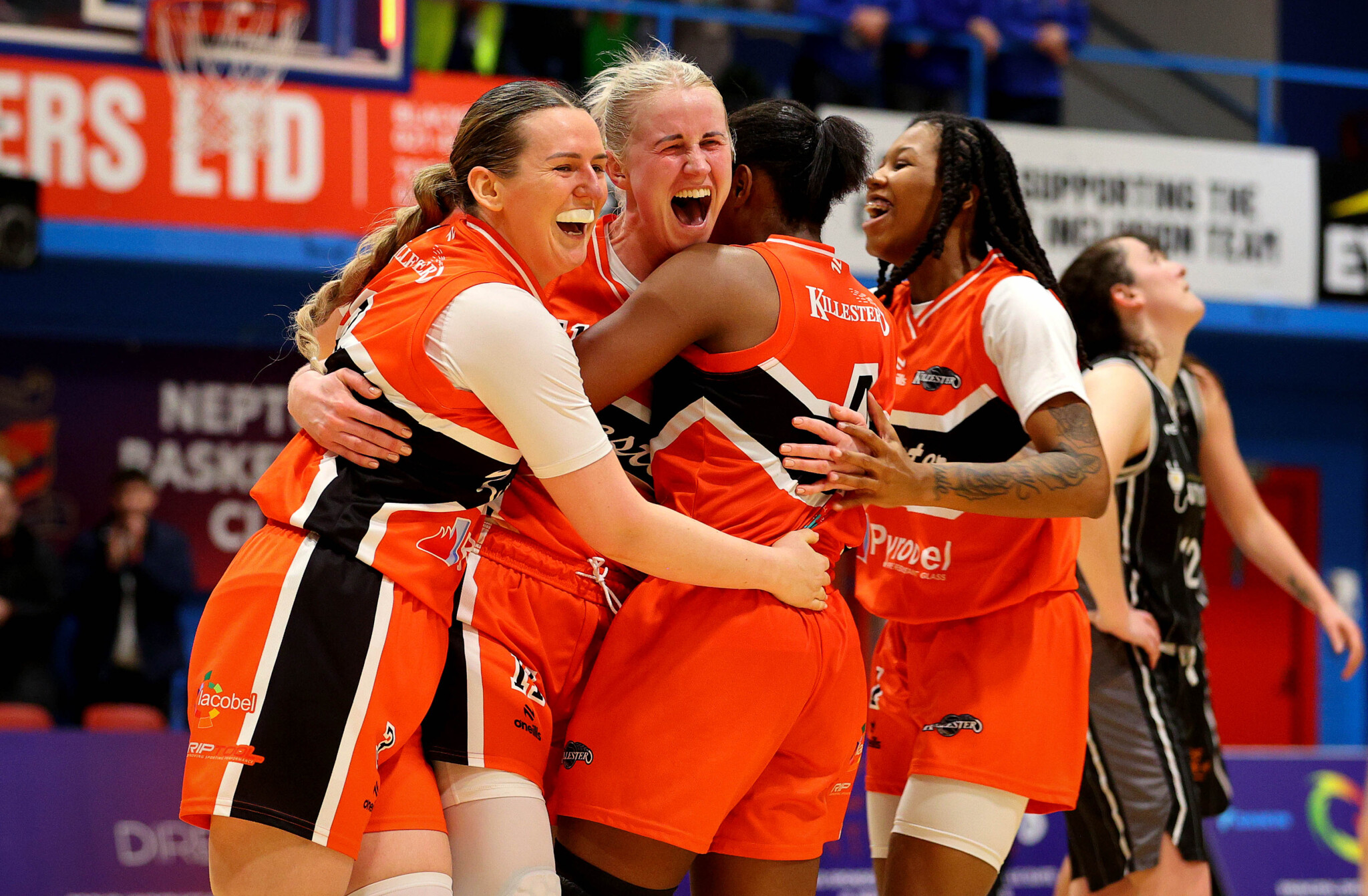 Killester’s Michelle Clarke, Ieva Bagdanaviciene and Samantha Haiby ...