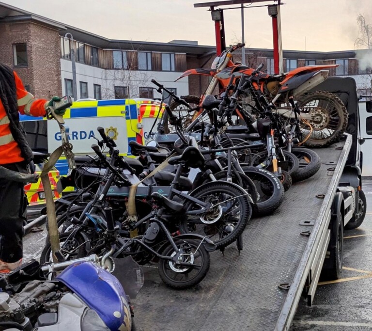 Some of the illegal bikes gardaí seized in Ballymun in February ...